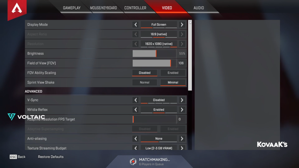 HisWattson’s Updated Apex Legends Settings in 2023: Video Settings ...